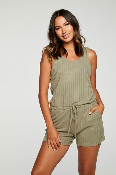Poor Boy Rib Double Scoop Tank Romper | Eden Lifestyle